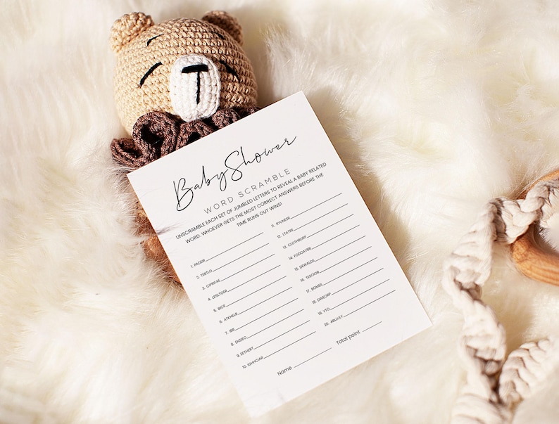 Baby Shower Word Scramble | Printable Baby Shower Games | Baby Words ...