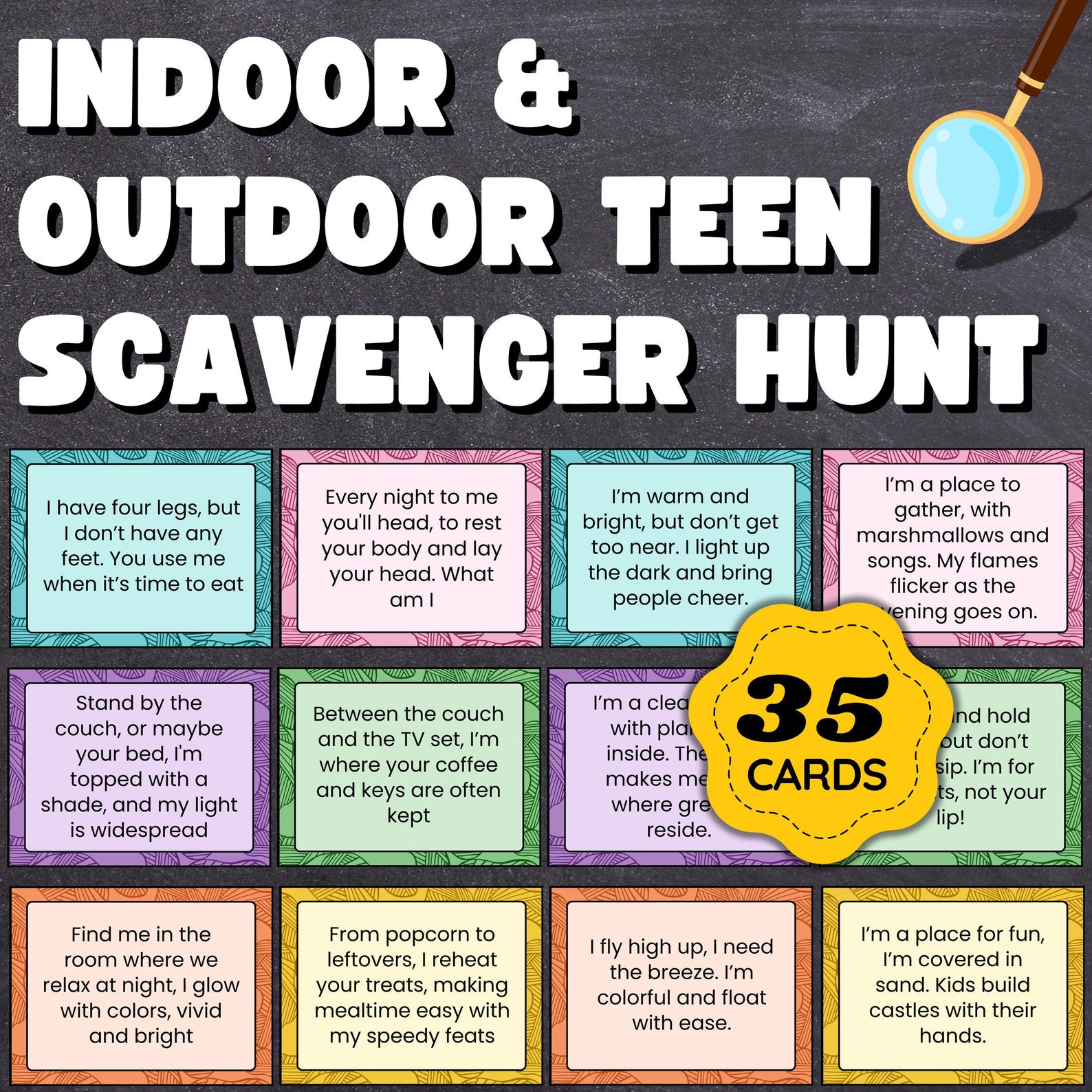Indoor & Outdoor Scavenger Hunt Game for Teens and Tweens - Fun ...