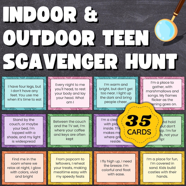 Indoor & Outdoor Scavenger Hunt Game for Teens and Tweens - Fun ...