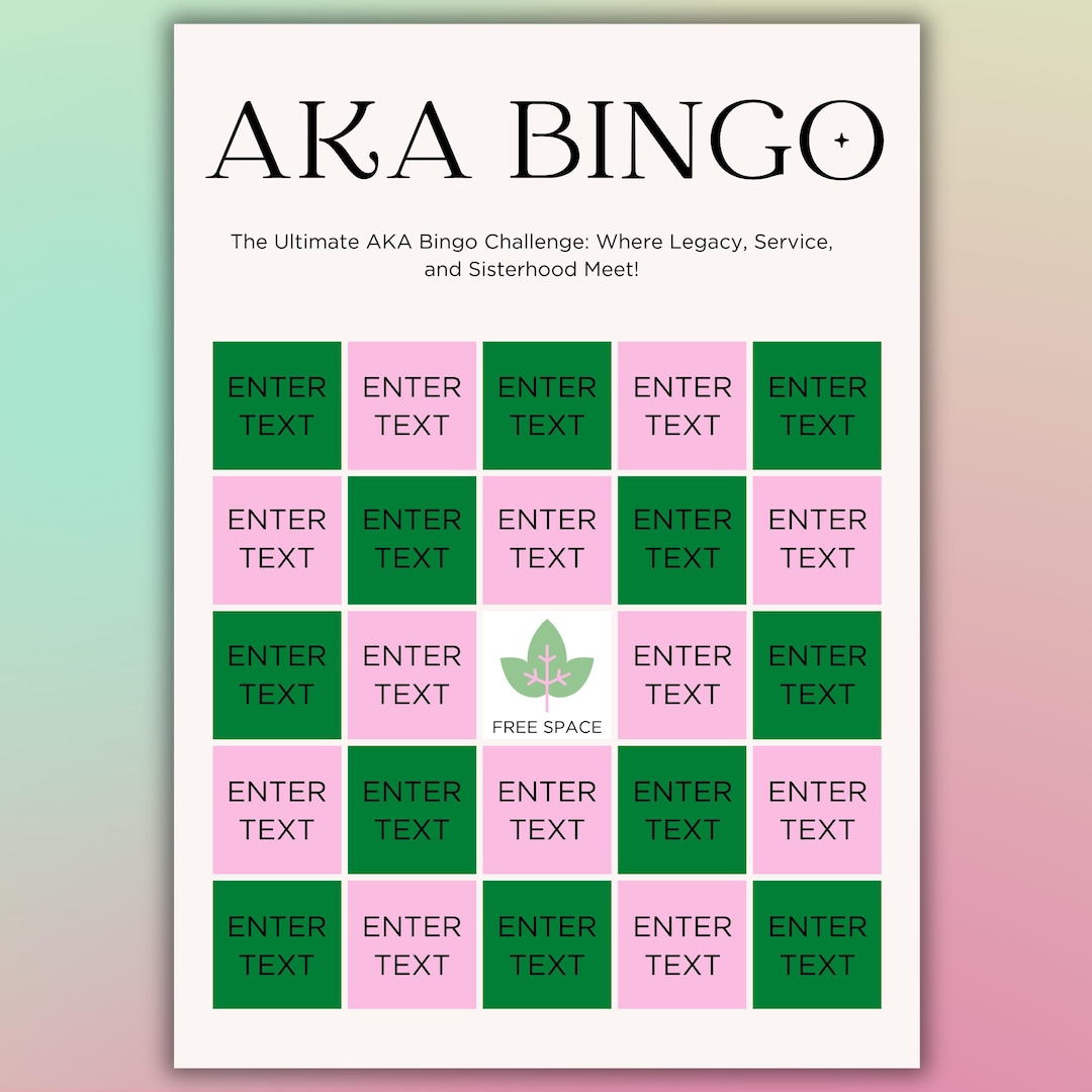 AKA Sorority Bingo Game | Alpha Kappa Alpha-themed Bingo | Printable AKA Sisterhood Game for ...