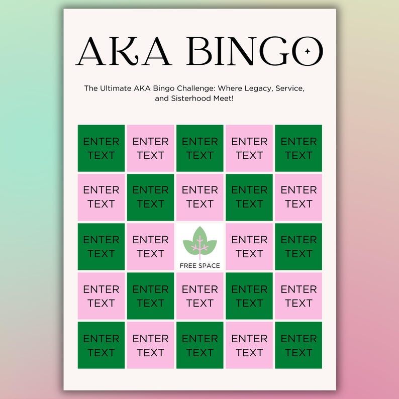 AKA Sorority Bingo Game | Alpha Kappa Alpha-themed Bingo | Printable ...