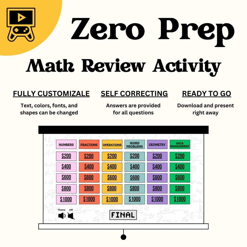 Grade 5 Math Jeoprody Template- End of Year Review. - Etsy