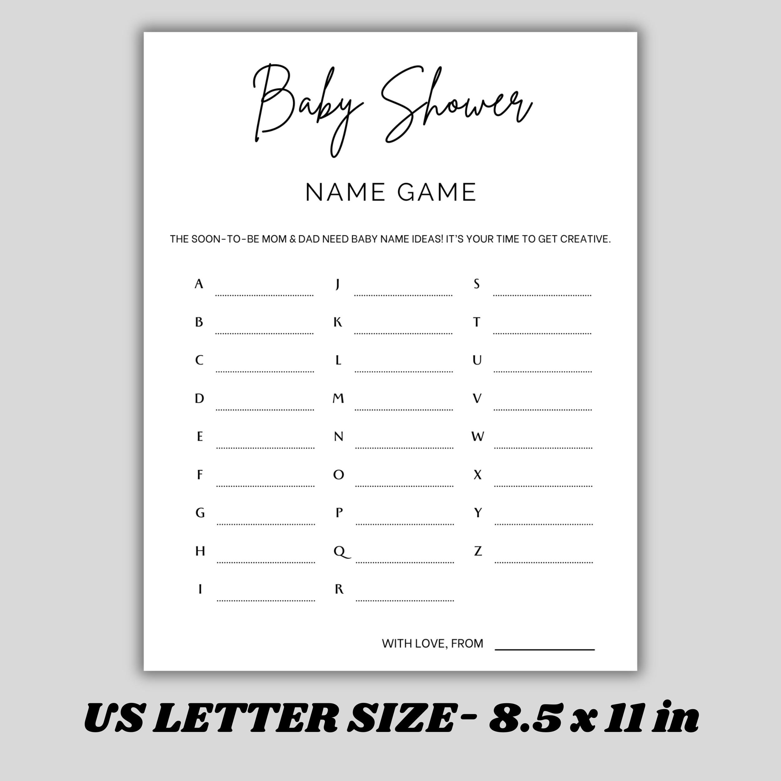 Baby Shower Name Game | Printable Baby Shower Games | Baby Words Game ...