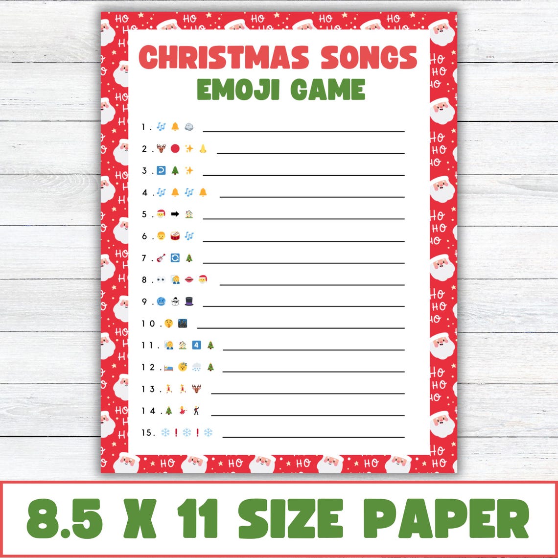 Christmas Emoji Songs Pictionary | Christmas Songs Printable Game | Fun ...