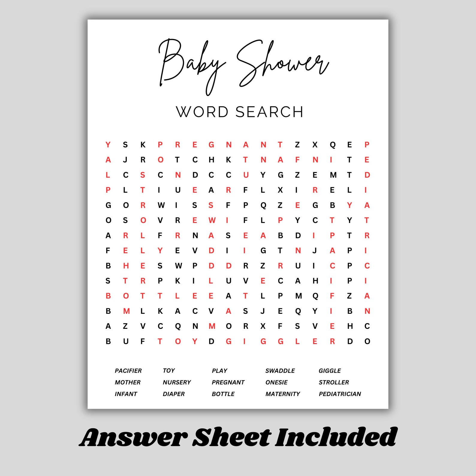 Baby Shower Word Search | Printable Baby Shower Games | Baby Words Game ...