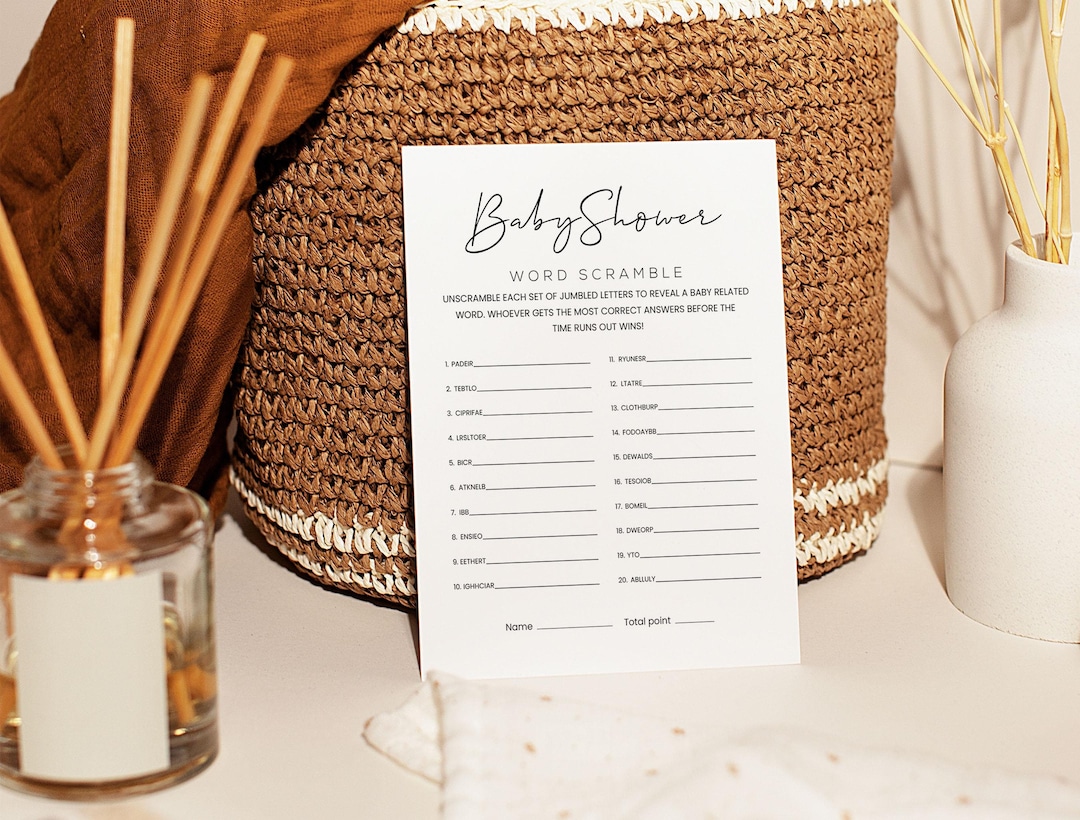 Baby Shower Word Scramble | Printable Baby Shower Games | Baby Words ...