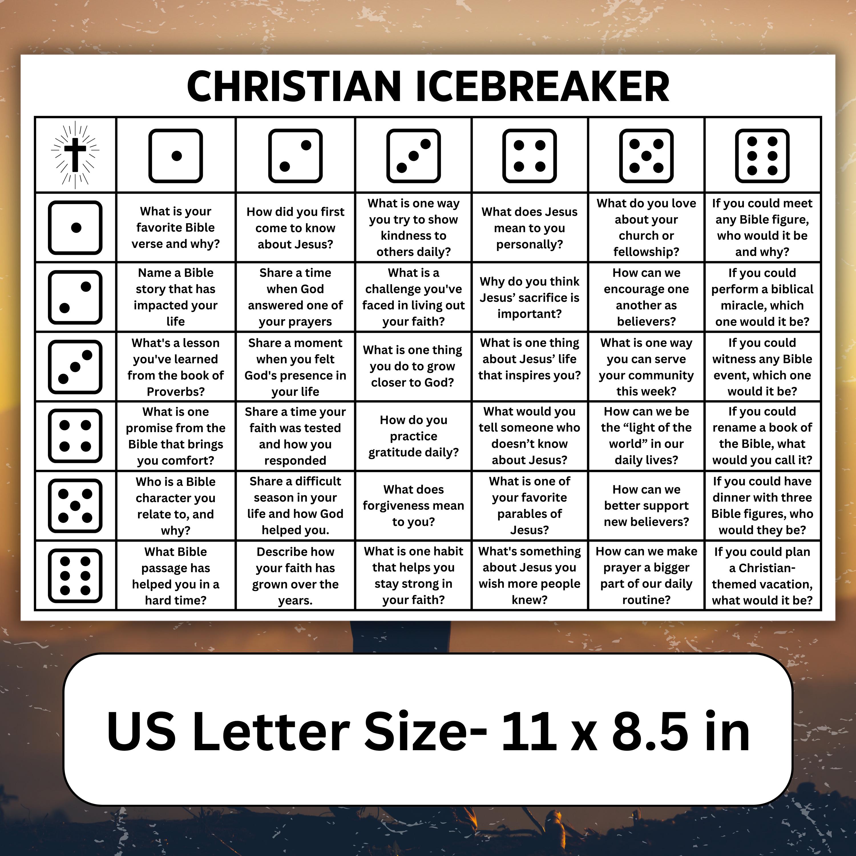 Christian Icebreaker | Icebreaker Game | Get to Know You Game ...