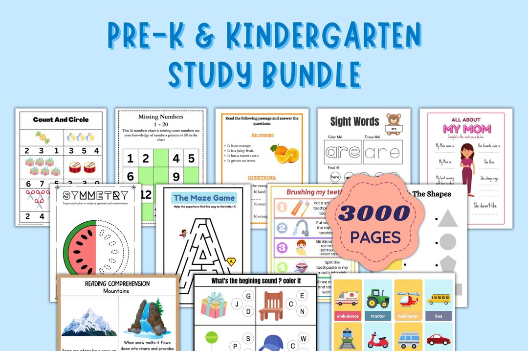 Preschool, Pre-k & Kindergarten Mega Bundle | 3000 Pages of Printable ...