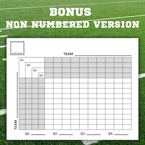 Customizable Football Squares | Football Pool |football Squares ...