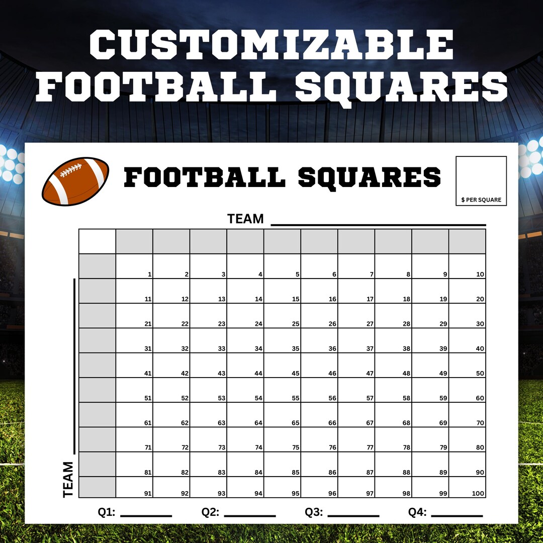 Editable Football Squares Template | Game Day Pool (canva) - Etsy