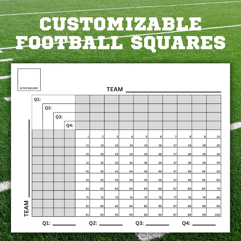 Customizable Football Squares | Football Pool |football Squares ...