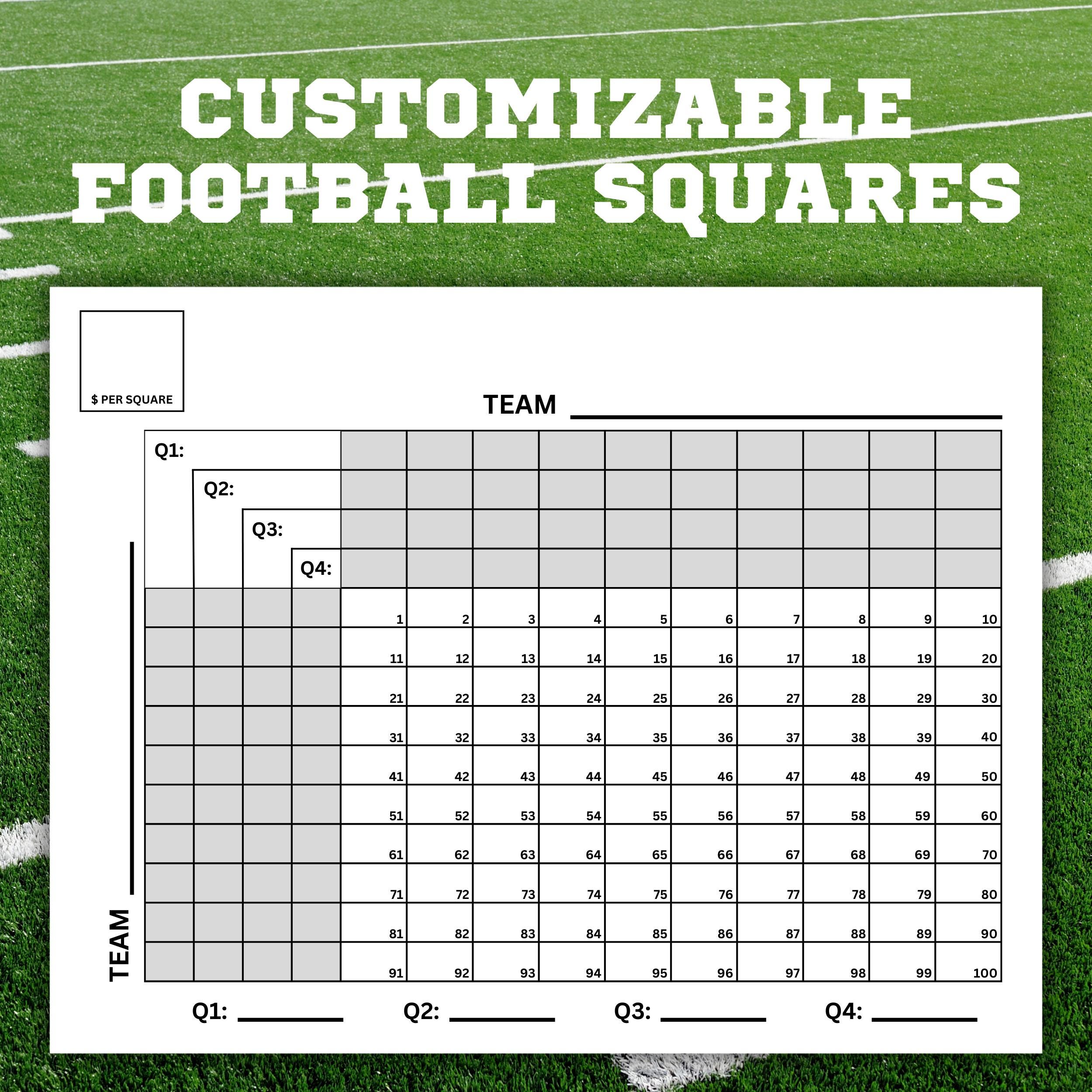 Customizable Football Squares | Football Pool |football Squares ...