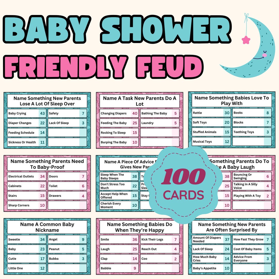Baby Shower Friendly Feud Game | Printable Baby Shower Game | Baby ...
