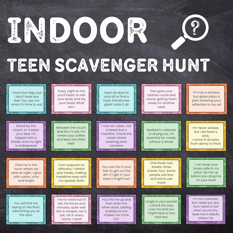 Ultimate Indoor Scavenger Hunt Game for Teens and Tweens Fun ...