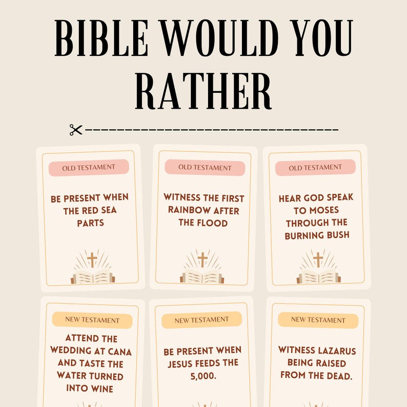 Bible-themed Would You Rather Game | Old Testament Vs. New Testament ...