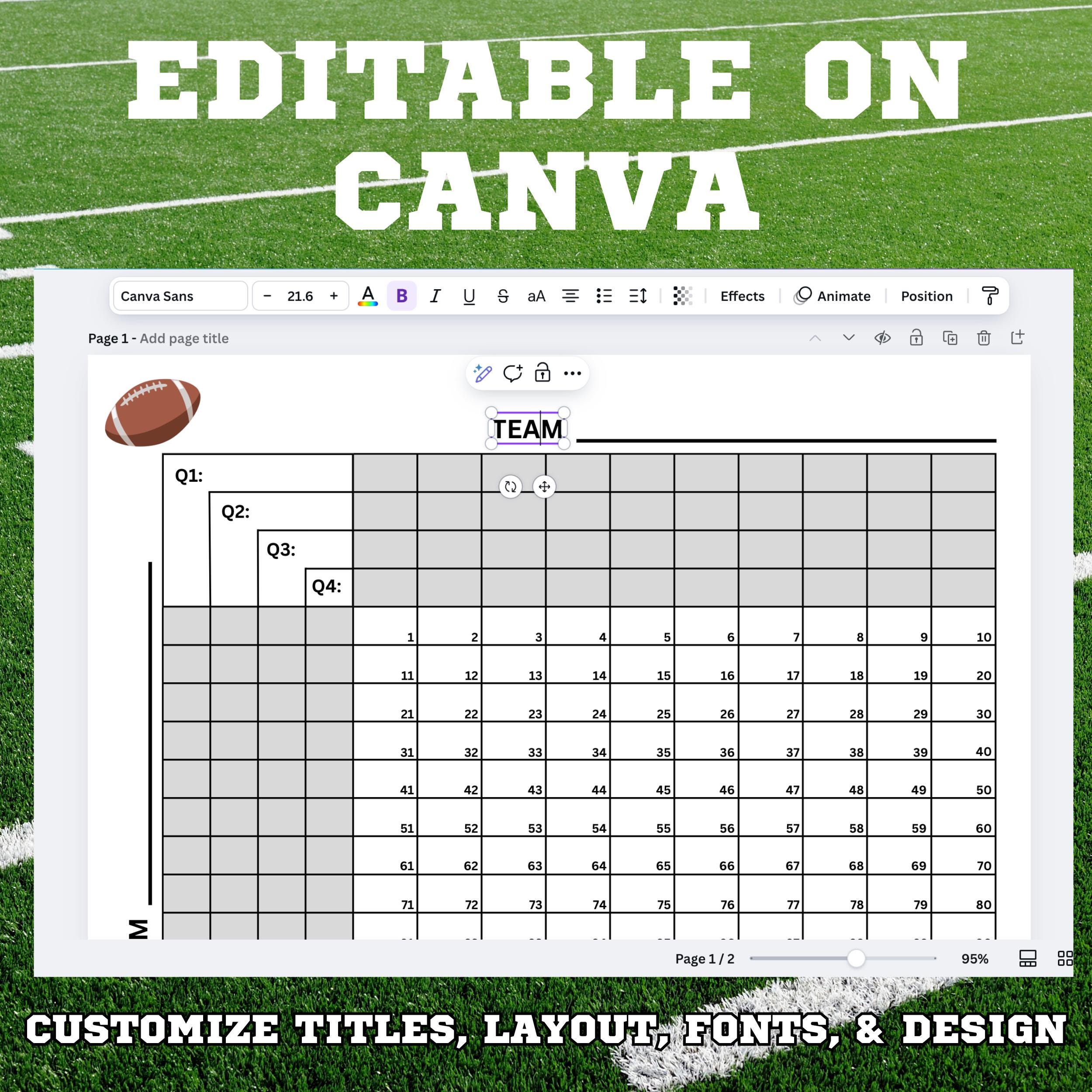 Customizable Football Squares | Football Pool |football Squares ...