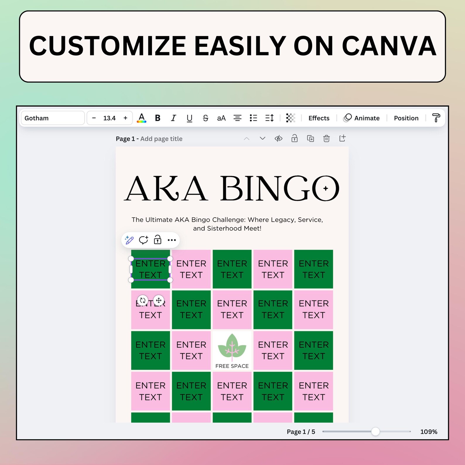 AKA Sorority Bingo Game | Alpha Kappa Alpha-themed Bingo | Printable ...