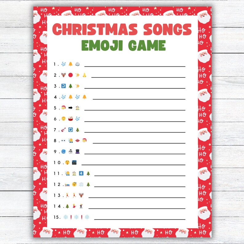 Christmas Emoji Songs Pictionary | Christmas Songs Printable Game | Fun ...