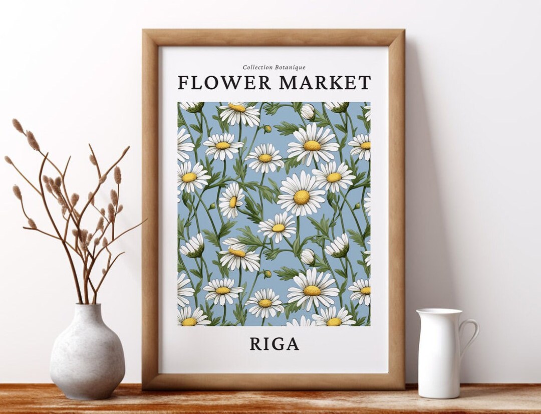 Riga Flower Market Poster, Botanical Riga Print, Floral Wall Art, Boho Flower Art, Living Room ...