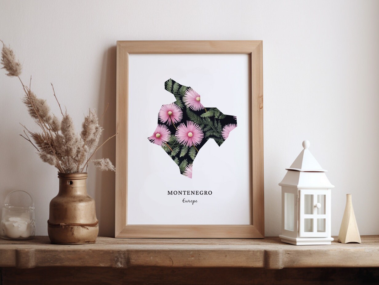 Montenegro Map, Spain Silhouette Poster, Montenegro Print, Montenegro ...
