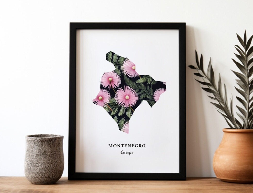 Montenegro Map, Spain Silhouette Poster, Montenegro Print, Montenegro ...
