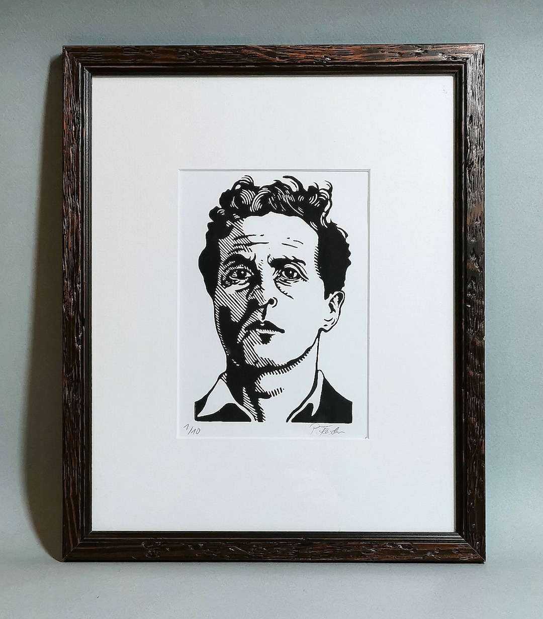 Ludwig Wittgenstein. Portrait Linocut, Hand-printed. Limited Edition ...