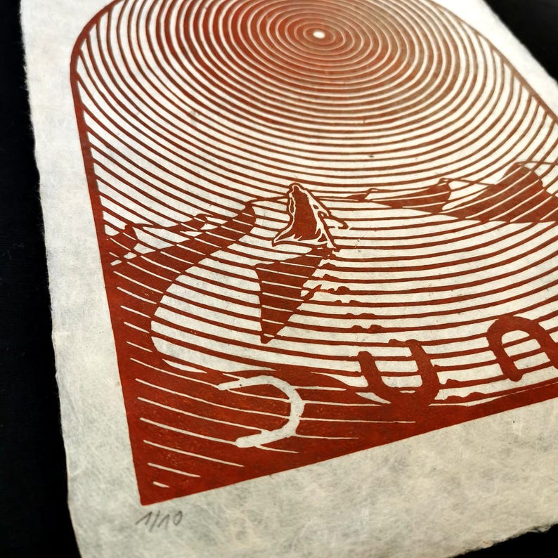 Dune. Frank Herbert. Timothée Chalamet Portrait. Hand-printed Linocut ...