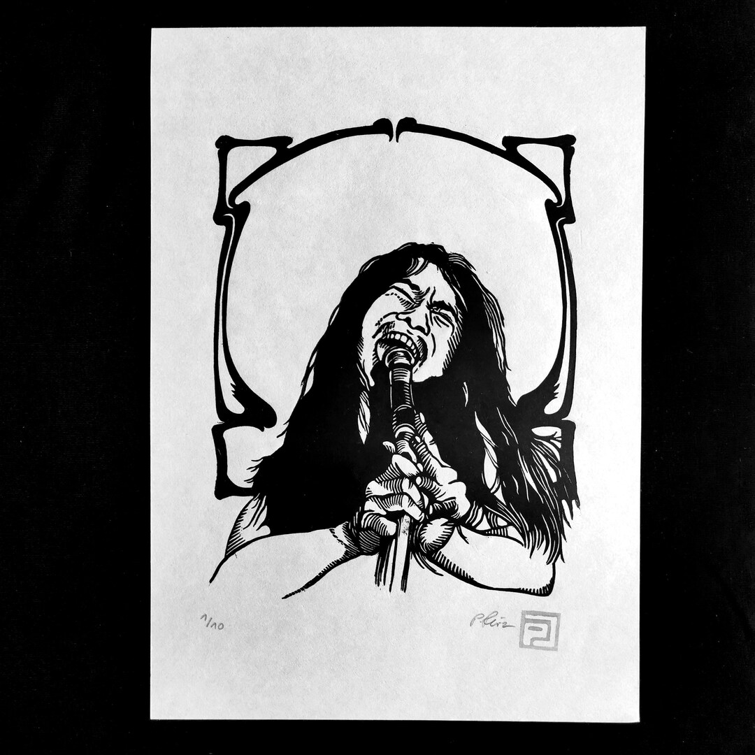 Damo Suzuki. Portrait Linocut Printed by Hand, Limited Edition - Etsy