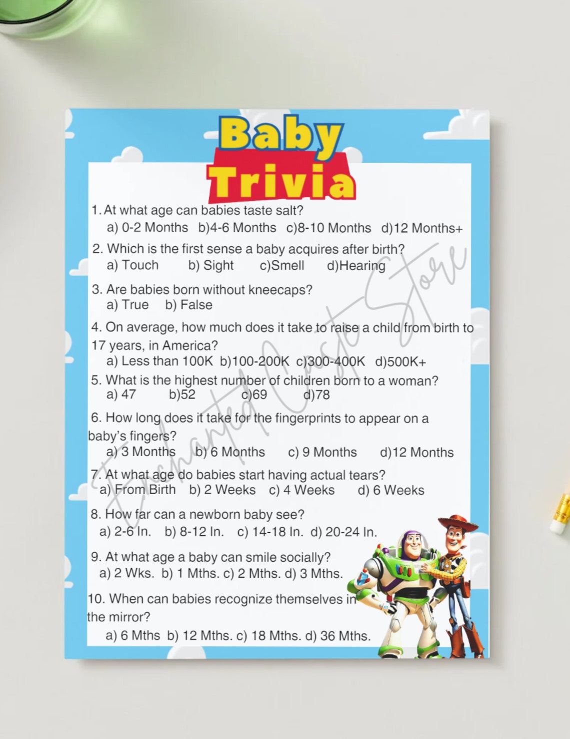 Baby Trivia | It's a Boy Story | Toy Story Baby Shower Game - Etsy