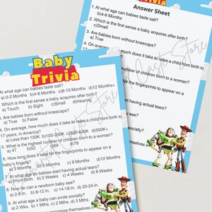 Baby Trivia | It's a Boy Story | Toy Story Baby Shower Game - Etsy