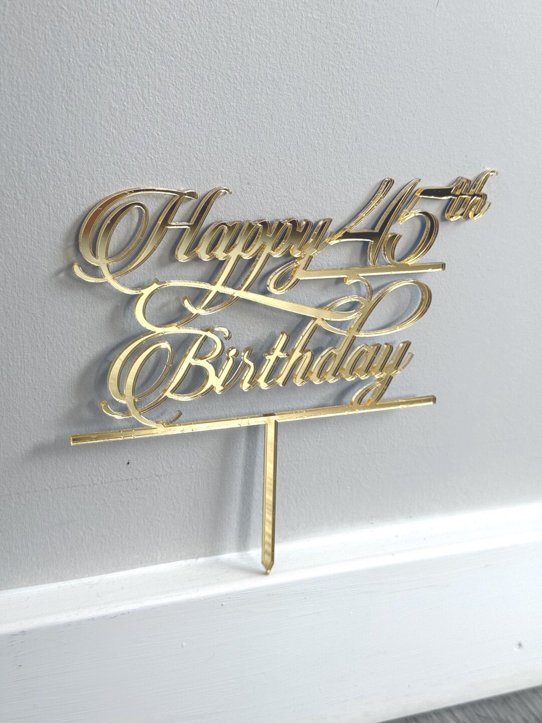 Set of 10 or 20 “happy 45th Birthday” Cake Toppers | Acrylic Cake ...