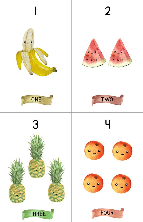 Tropical Fruit Themed Number Flashcards Number Flashcards | Etsy
