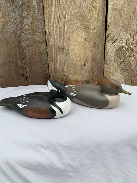 Hand carved Hooded Mergansers Duck Decoys | Etsy