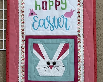 Embroidered Wall Hanging, Appliqued Wall Hanging, Embroidered Banner, Easter Wall Hanging, Bunny ...