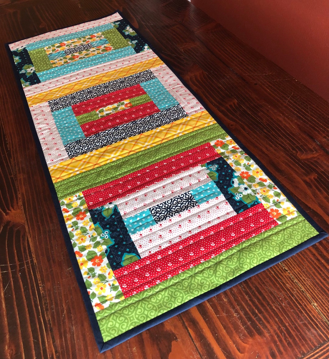 Quilted All Weather Friends Strippy and Bright Table Runner - Etsy