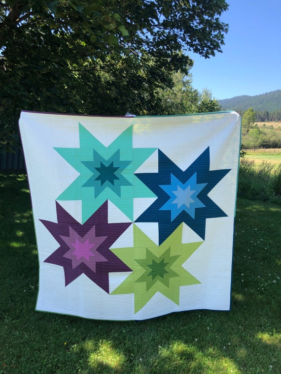 Floating Stars in Stars Quilt Throw Size - Etsy