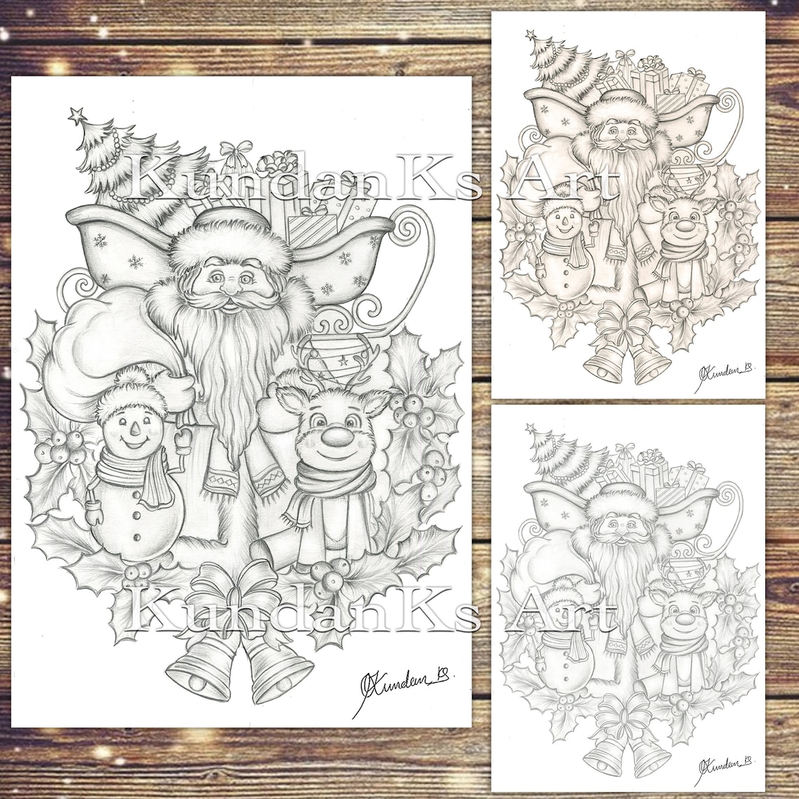 Christmas Pack Premium Coloring Pages Four Pack of Christmas - Etsy