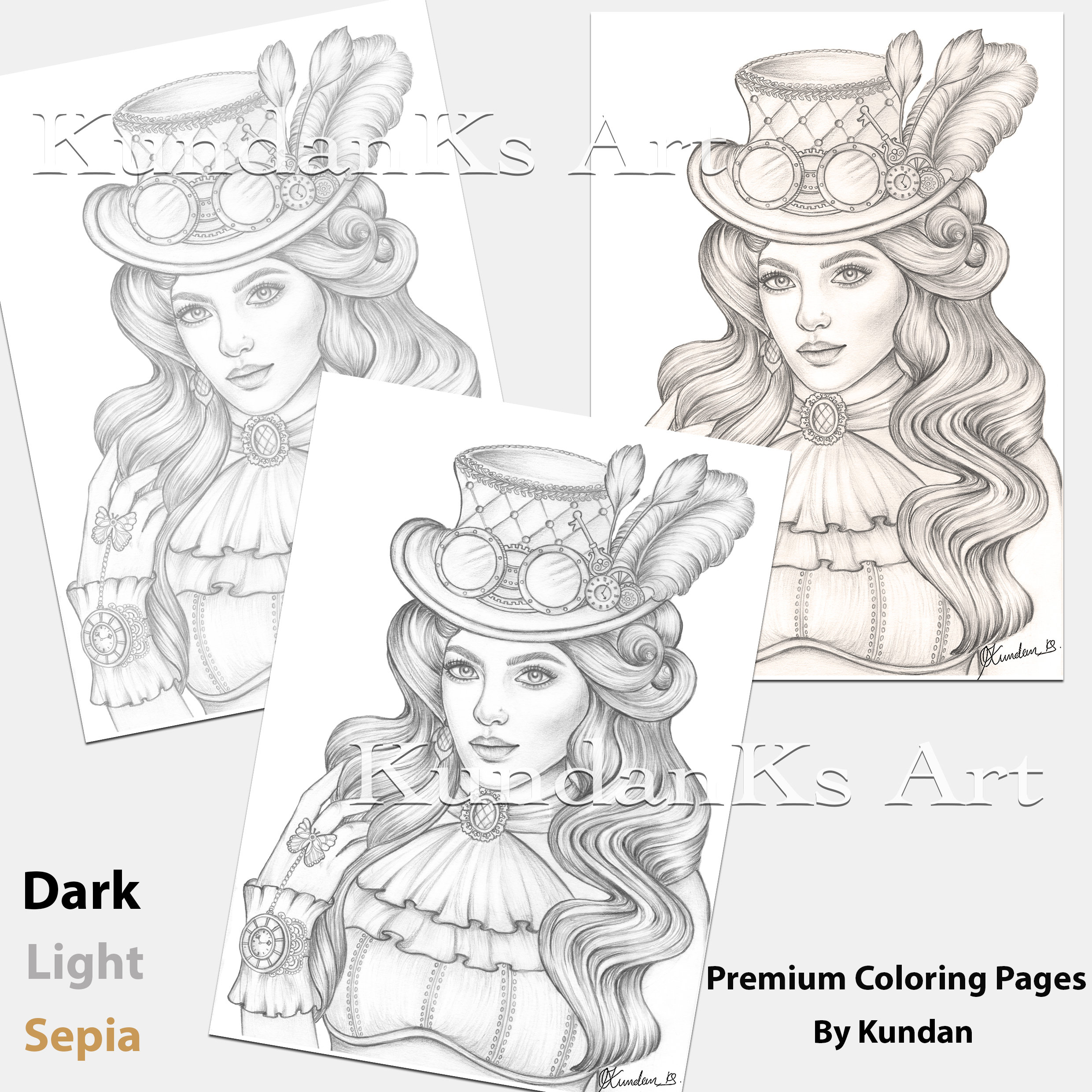 Five Pack of Beauty Bundle Art | Adult Coloring Pages | Premium ...