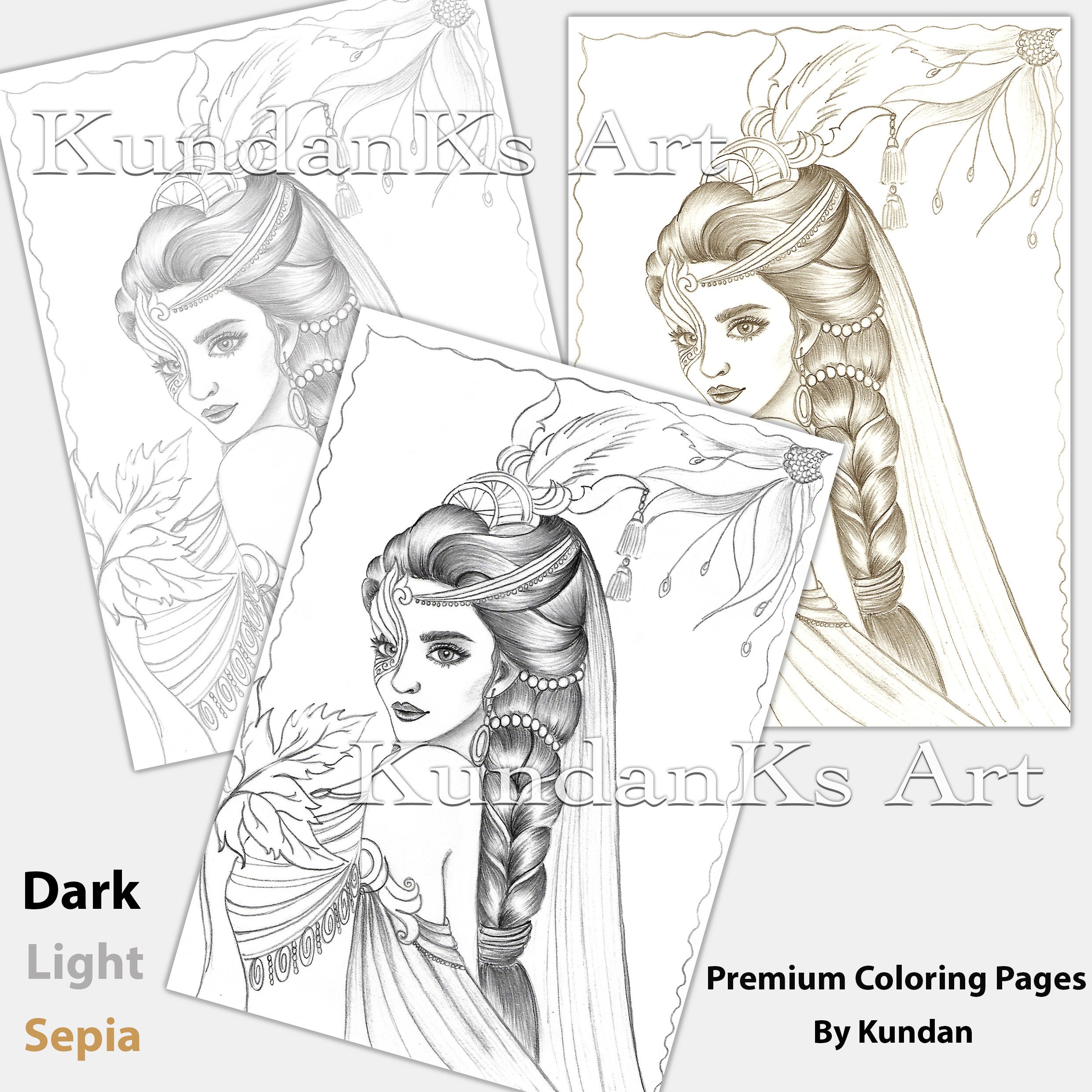 Five Pack of Premium Bundle Art Adult Coloring Pages - Etsy