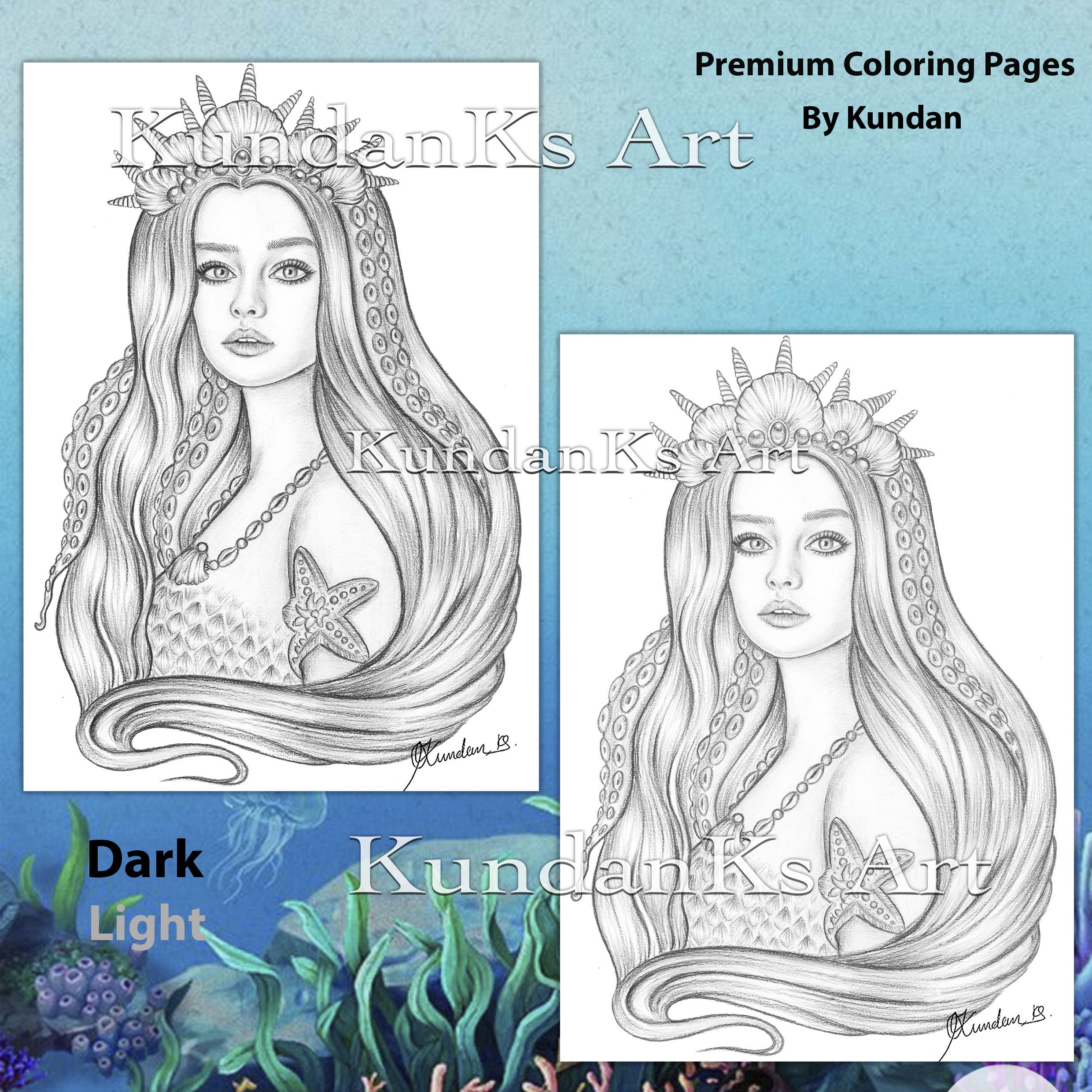 Mermay Sea Goddess | Mermaid Coloring Page | Adult Coloring Page ...