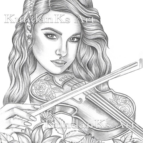 Viola Adult Coloring Pages Premium Coloring Pages - Etsy