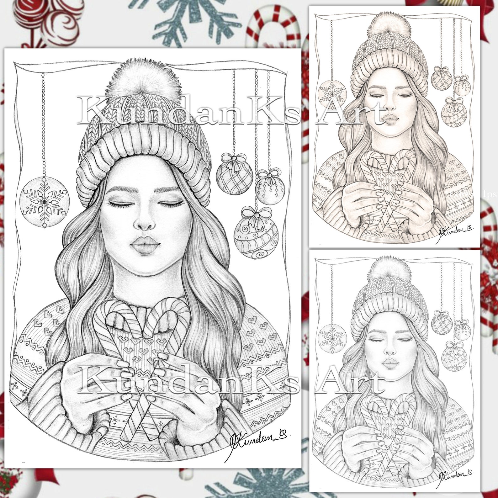 Christmas Pack Premium Coloring Pages Four Pack of Christmas - Etsy