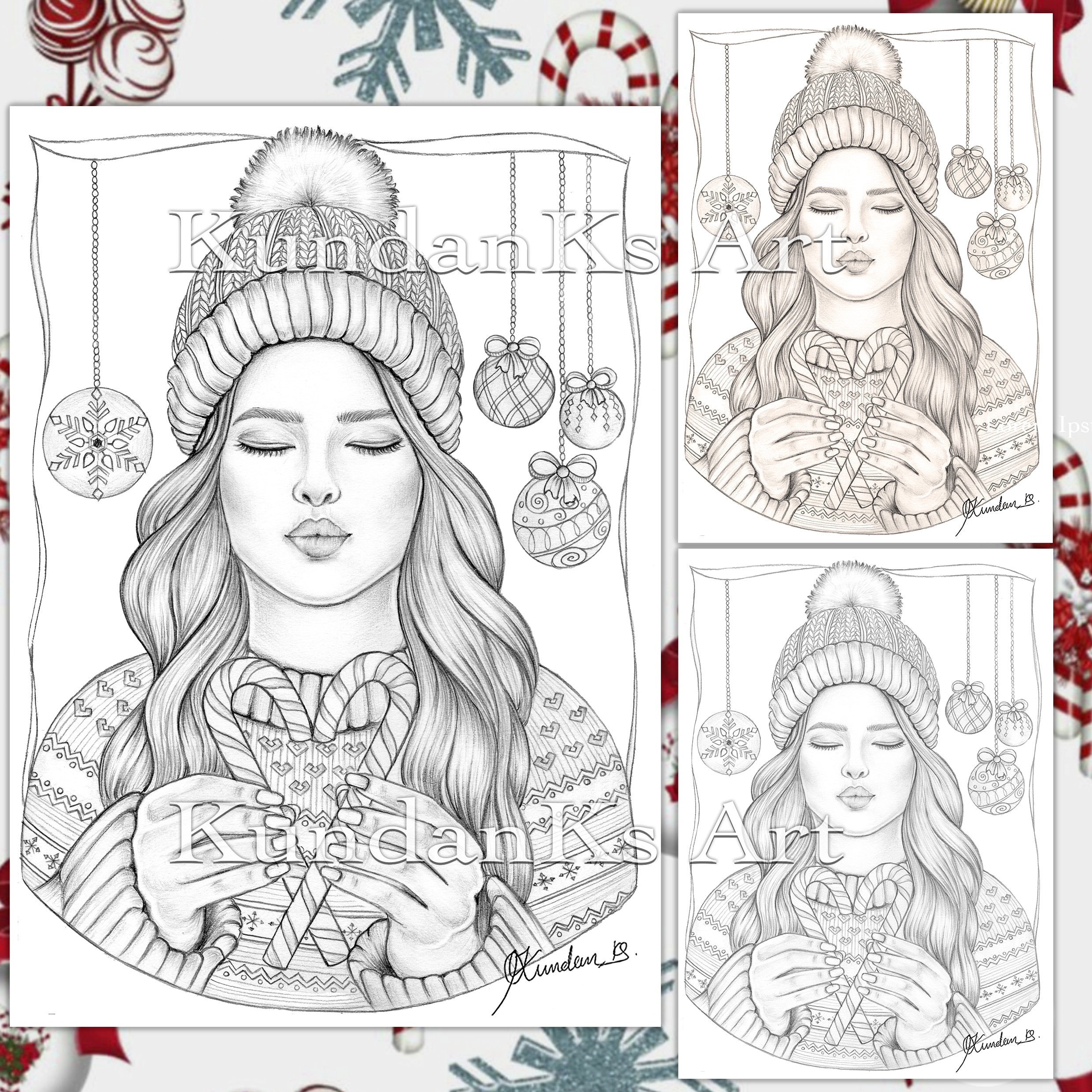 Christmas Pack Premium Coloring Pages Four Pack of Christmas - Etsy