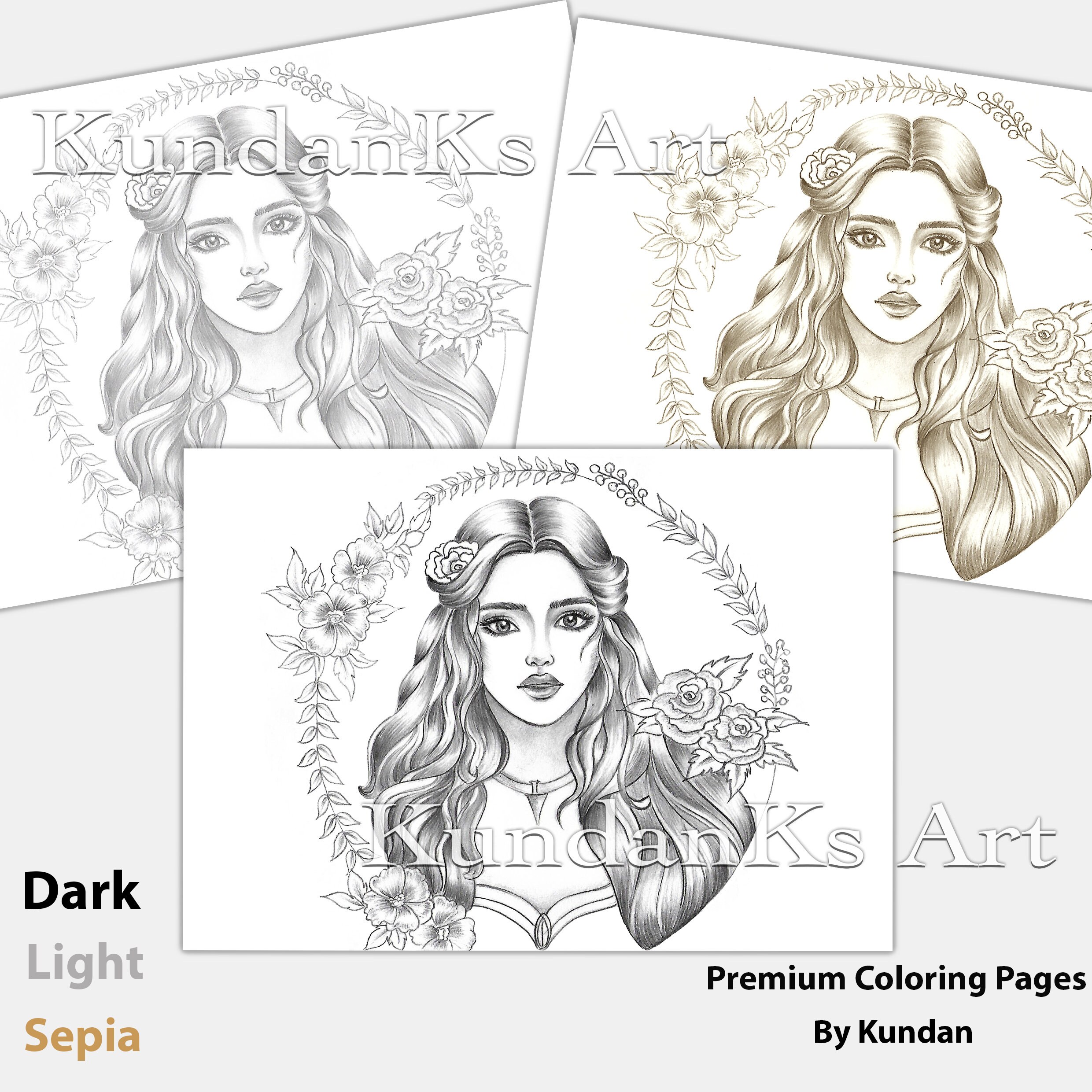 Five Pack of Premium Bundle Art | Adult Coloring Pages | Premium ...