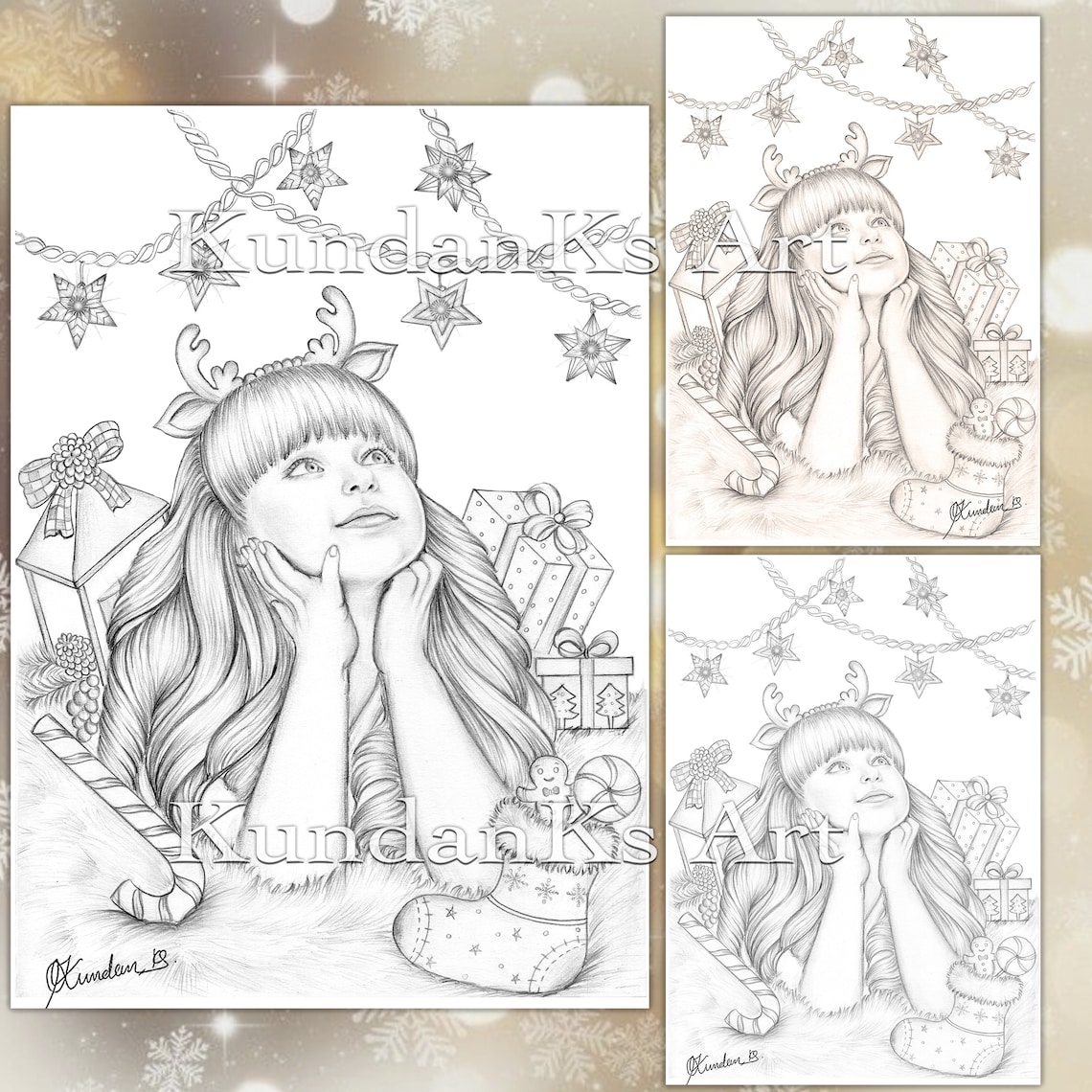 Christmas Pack Premium Coloring Pages Four Pack of Christmas - Etsy