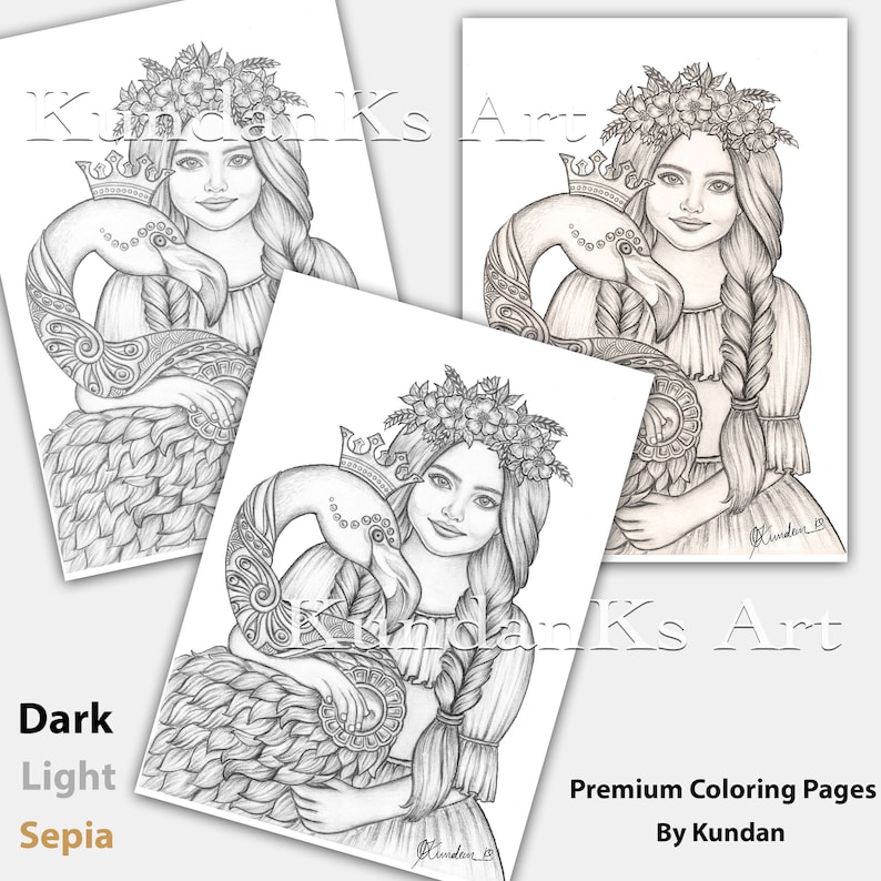 Little Fiona Premium Coloring Page for Adults and Kids | Etsy