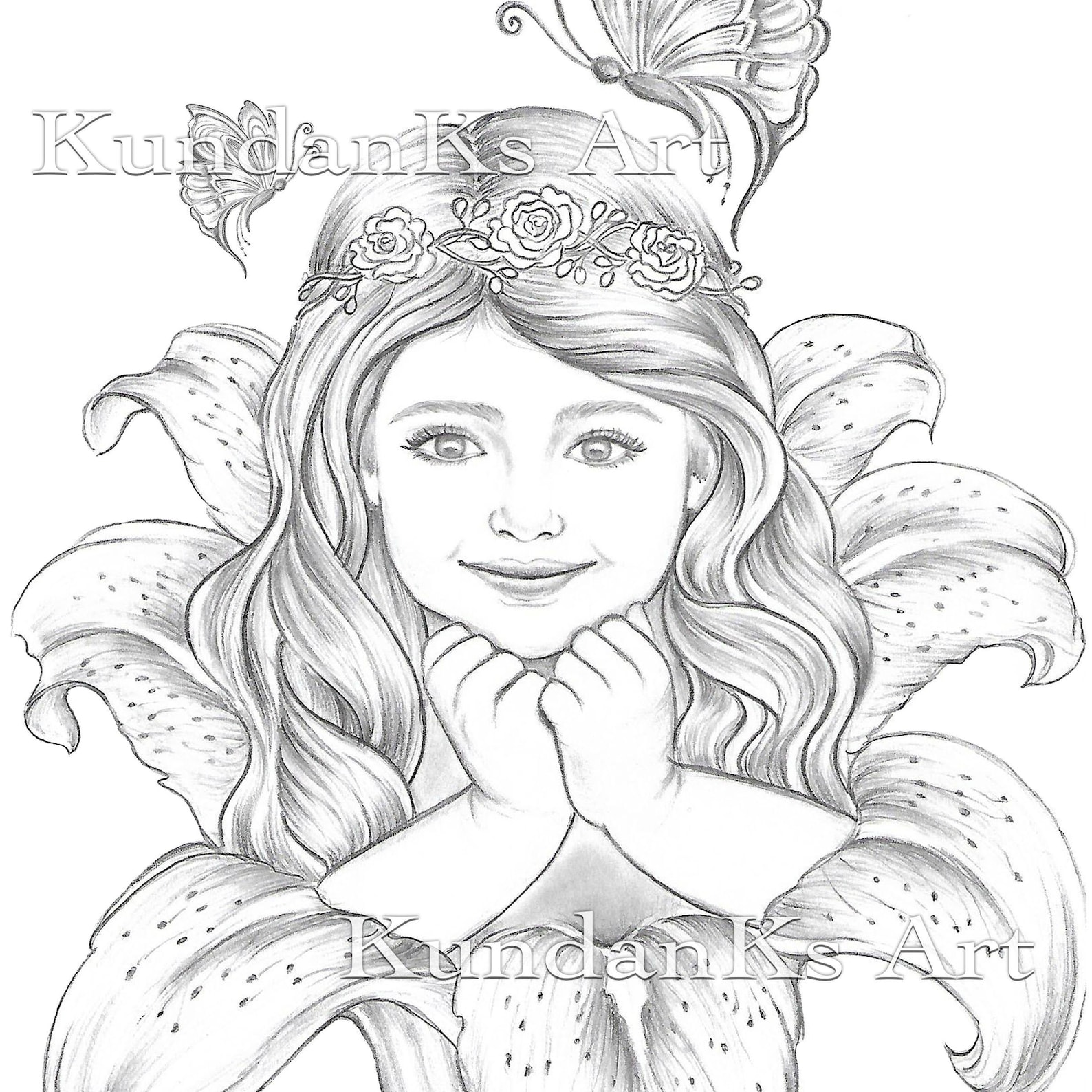 Premium Coloring Page for Adults and Kids Portrait Coloring - Etsy