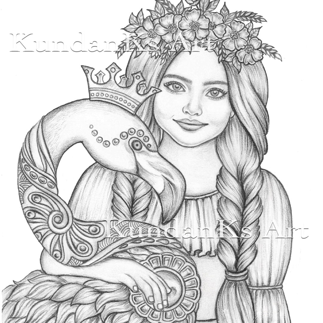 Little Fiona | Premium Coloring Page for Adults and Kids | Cute ...