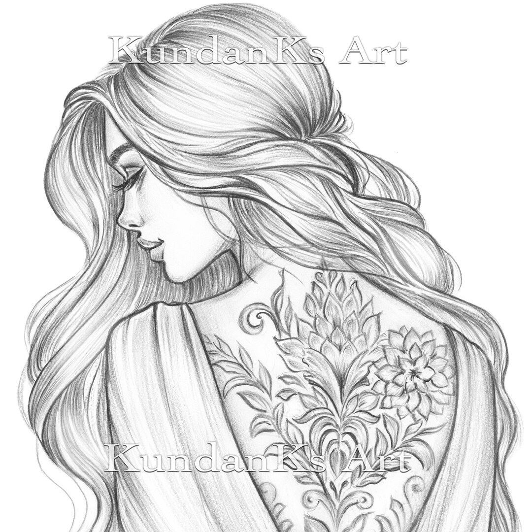 Grace L Adult Coloring Page Portrait Coloring Grayscale Coloring ...