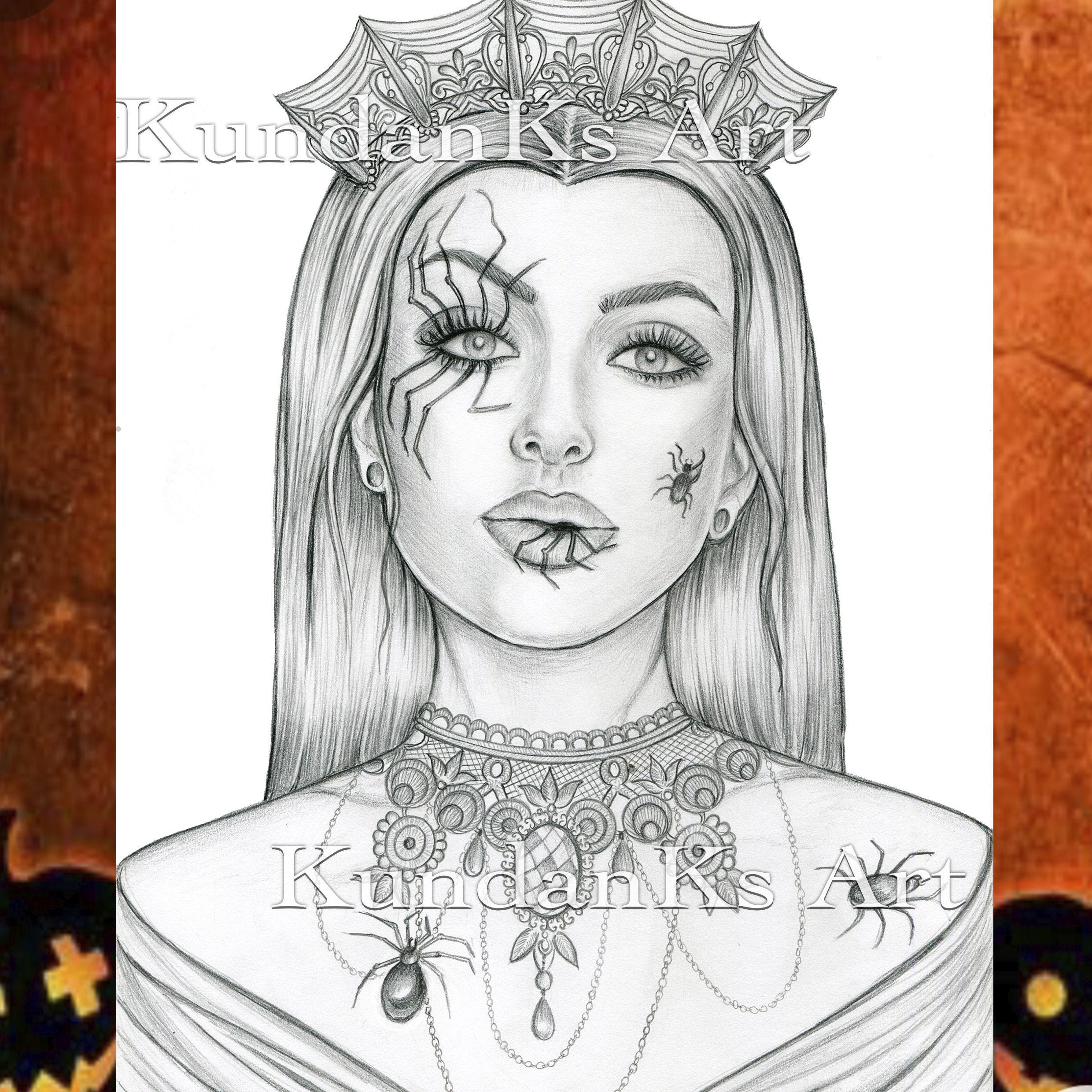 Spidey Witch Adult Coloring Pages Premium Coloring Pages - Etsy